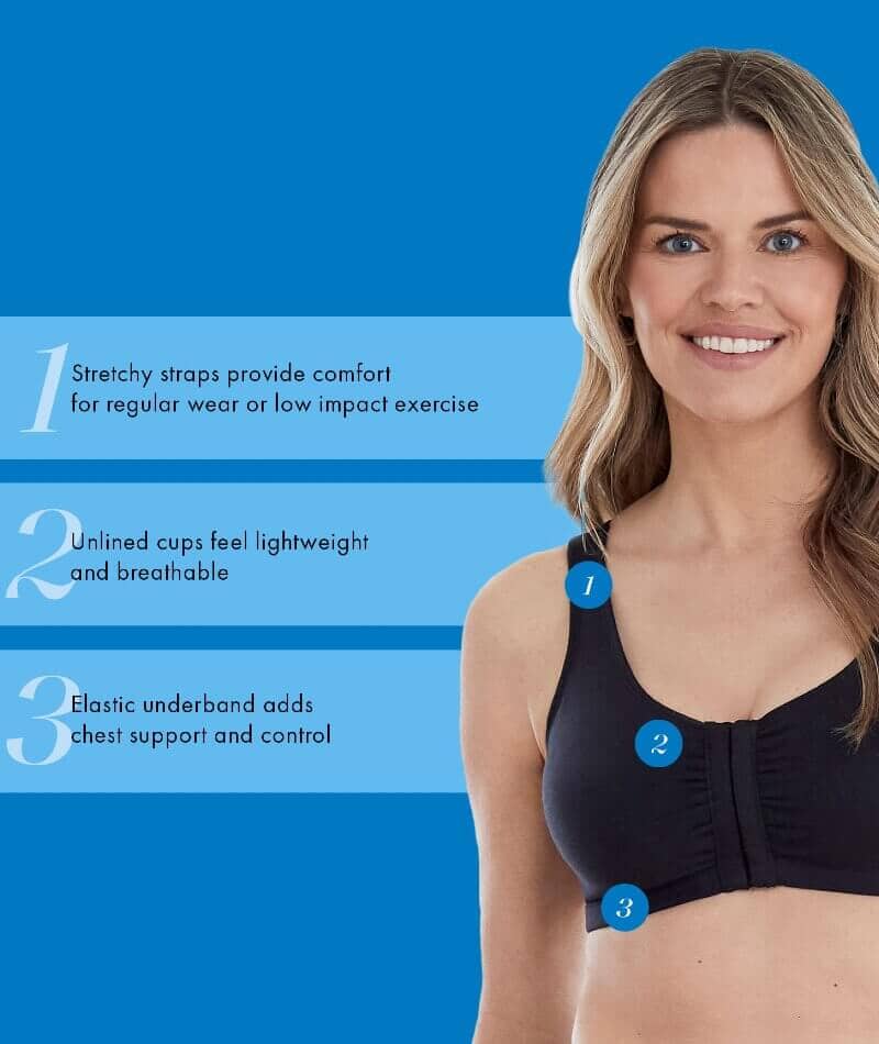 Bestform Unlined Wire Free Cotton Stretch Sports Bra With Front Closur