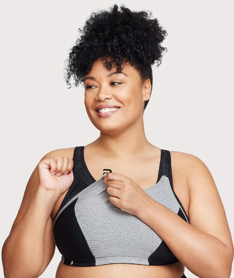 Glamorise Custom Control Wire-Free Sports Bra - Black - Curvy