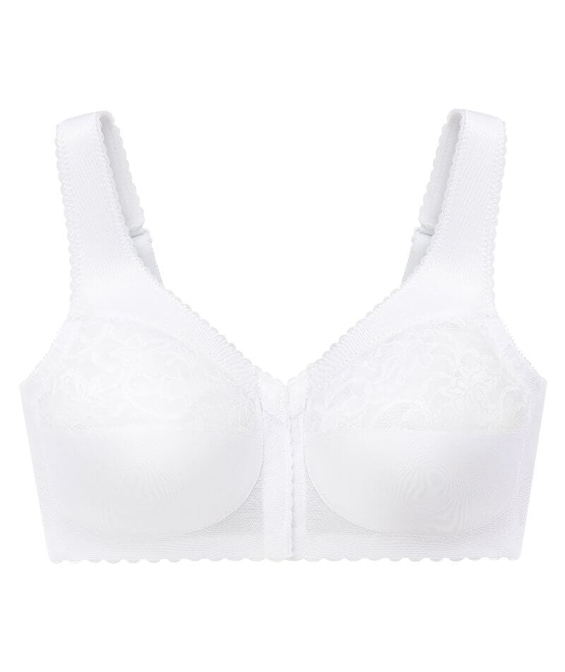 Glamorise Magiclift Front-Closure Support Wire-Free Bra - White - Curvy