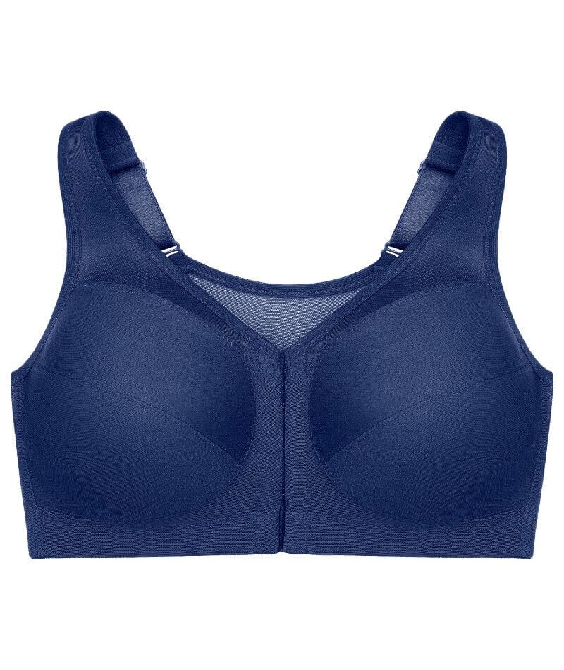 Glamorise Magiclift Front-Closure Posture Back Wire-Free Bra - Blue - Curvy