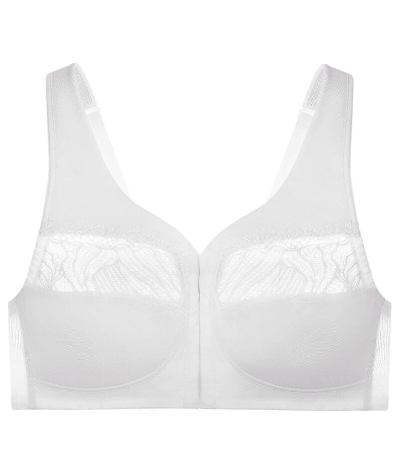 Glamorise Magiclift Natural Shape Wire-Free Front-Closure Bra - White ...