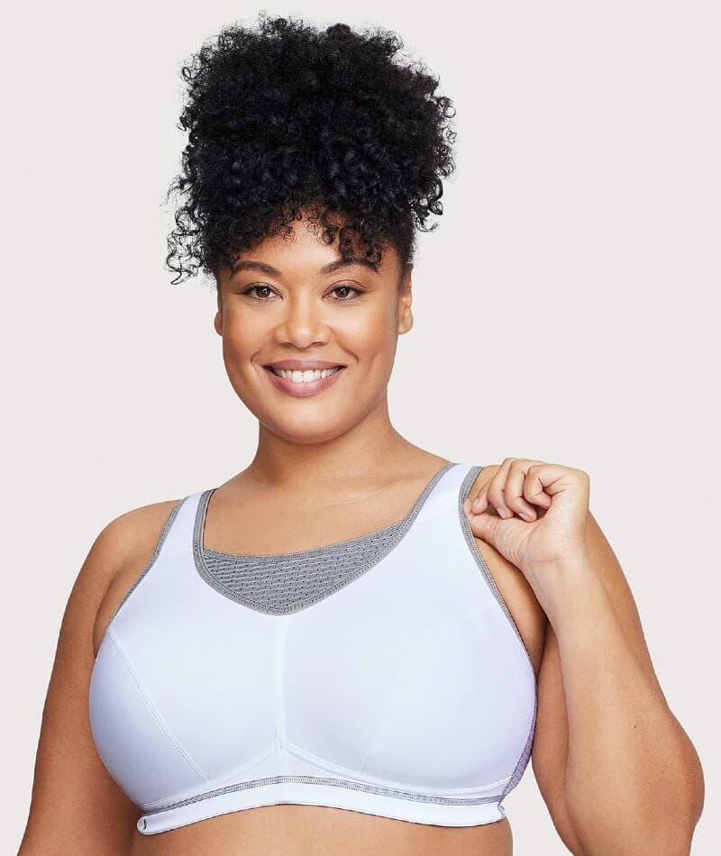 Glamorise No Bounce Camisole Elite Wire Free Sports Bra White Gray