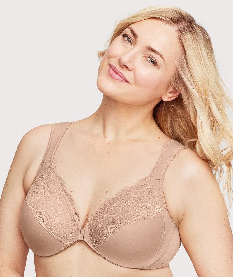 Glamorise Wonderwire Front Closure Bra Cafe Curvy
