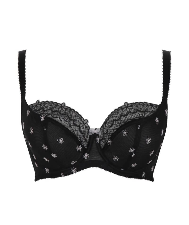 Panache Blossom Balconnet Bra - Black - Curvy