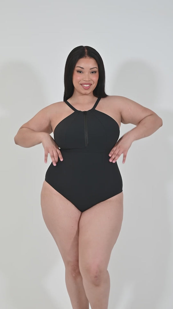 Curvy Kate Zip Tide Wire Free Multiway One Piece Swimsuit - Black - Curvy