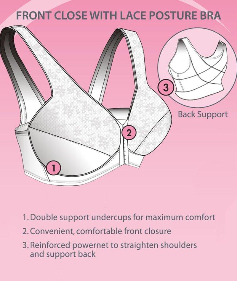 Exquisite Form Fully Front Close Wire-Free Posture Bra With Lace - Wal