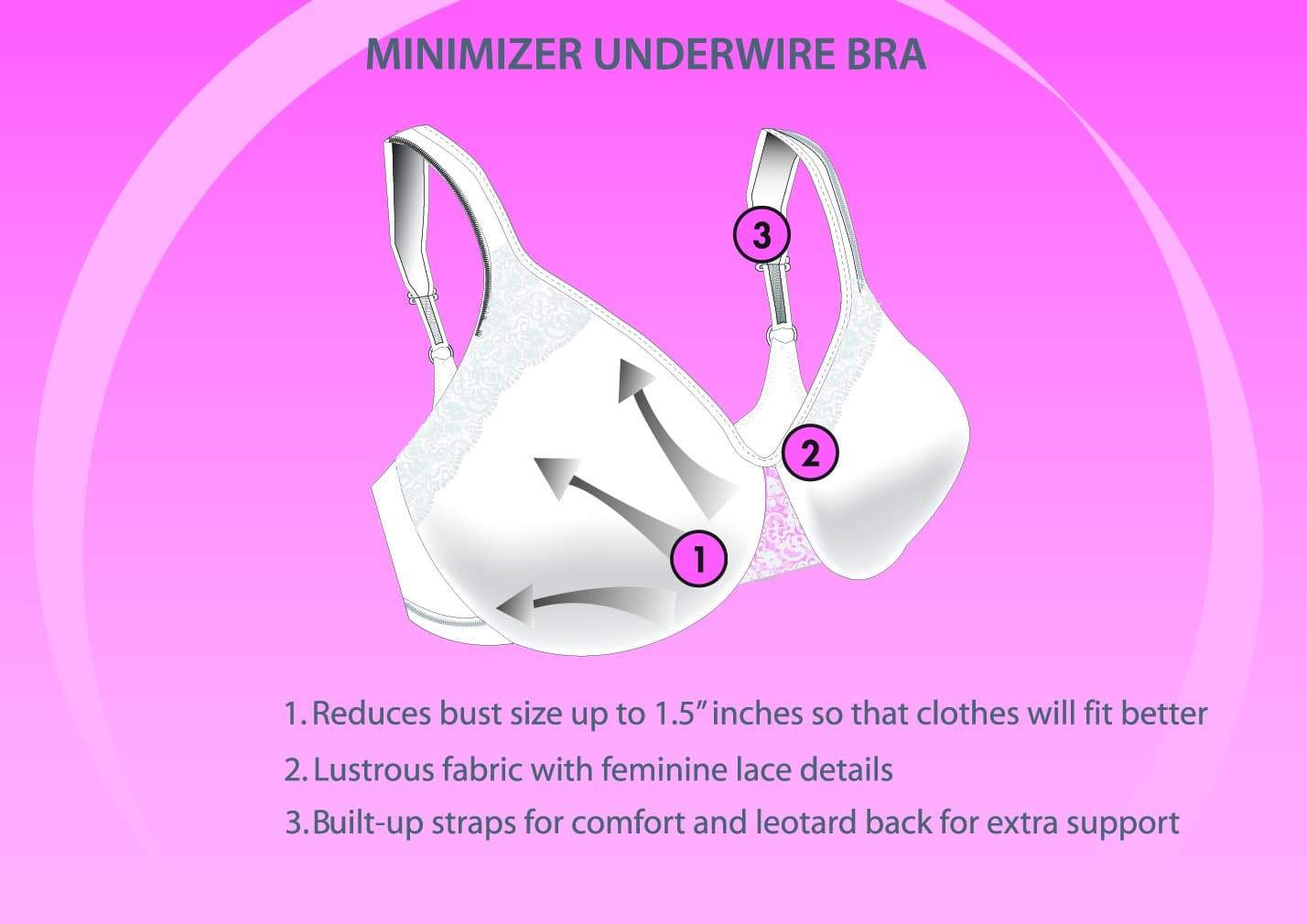 Exquisite Form Fully Minimiser Underwire Bra - White - Curvy