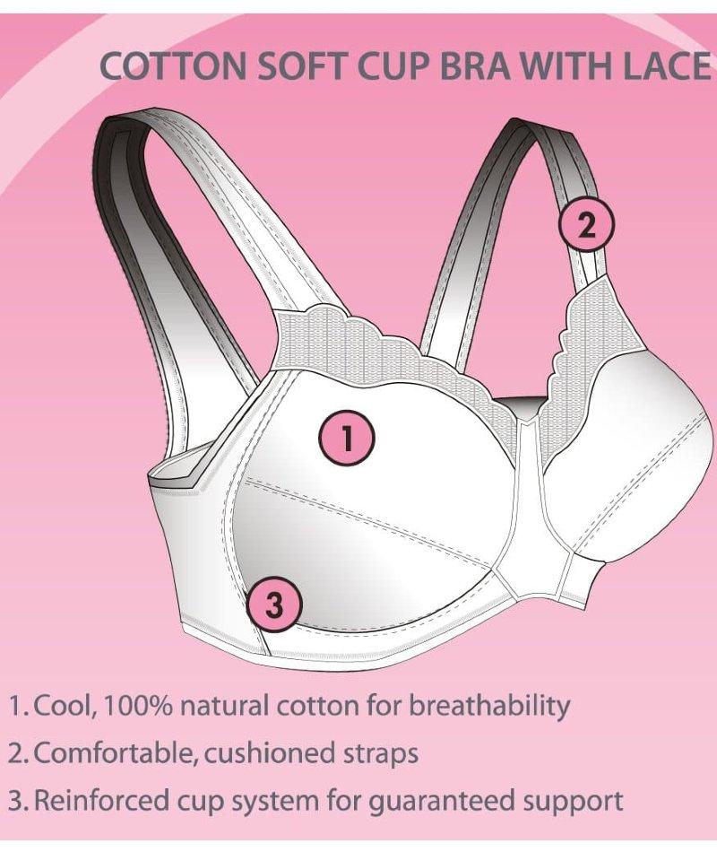 Exquisite Form Fully Cotton Soft Cup Wire-Free Bra With Lace - White