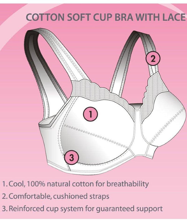 Exquisite Form Fully Cotton Soft Cup Wire-Free Bra With Lace - White ...