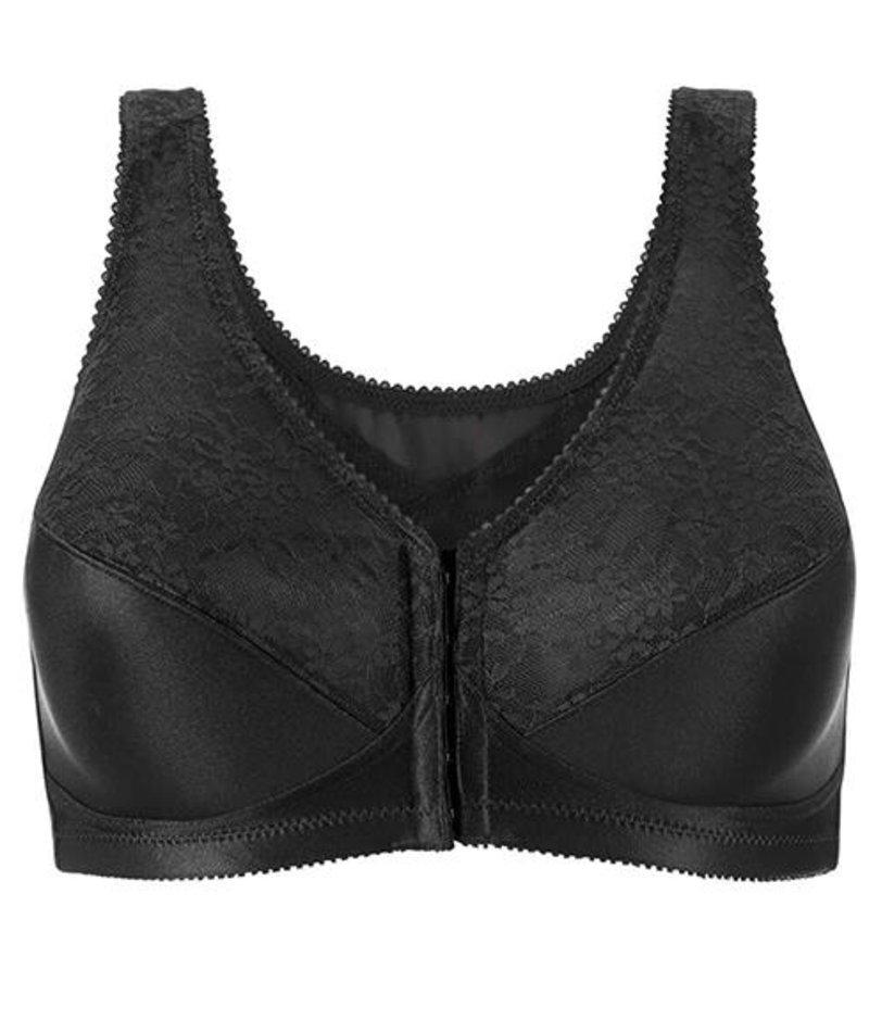 Exquisite Form Fully Front Close Wire-Free Posture Bra With Lace - Bla ...