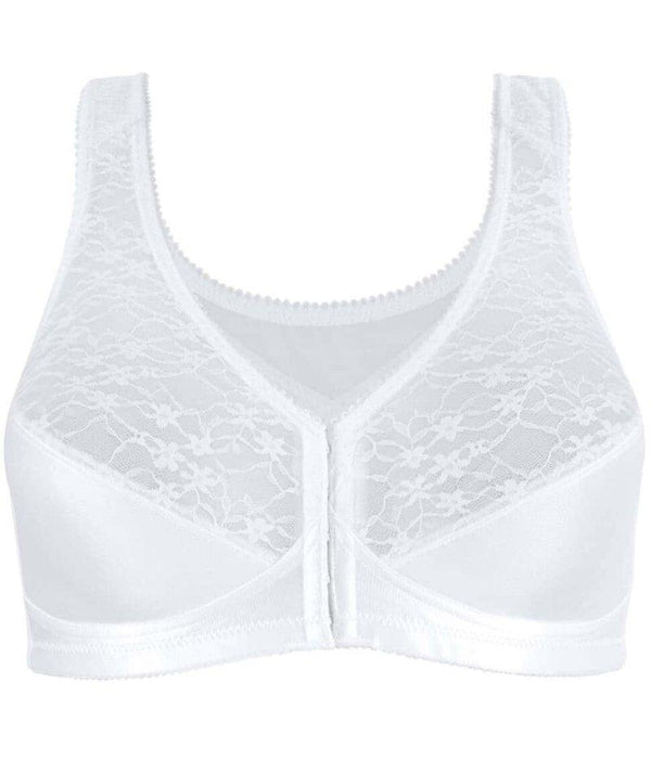 Exquisite Form Fully Front Close Wire-Free Posture Bra With Lace - Whi ...