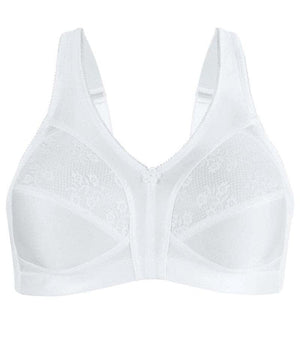 Exquisite Form Fully Side Shaping Wire-Free Bra With Floral - White - Curvy
