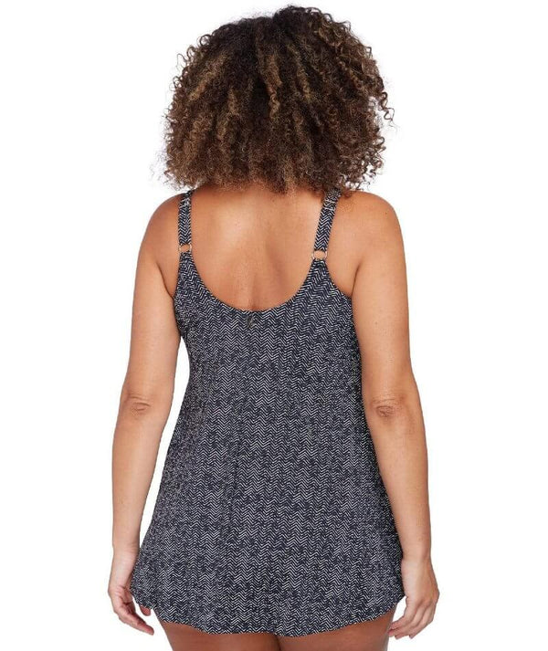 Artesands Zig Zag Delacroix Cross Over D-G Cup Swimdress - Black - Curvy