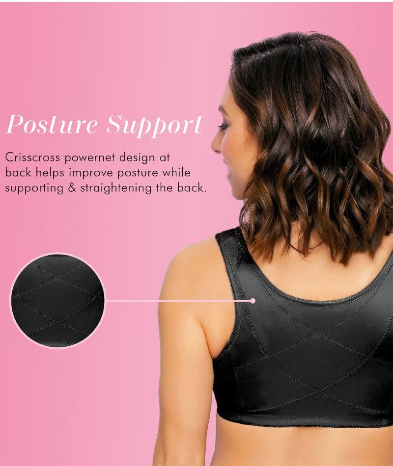 Exquisite Form Fully Front Close Wire-Free Cotton Posture Bra With Lac ...