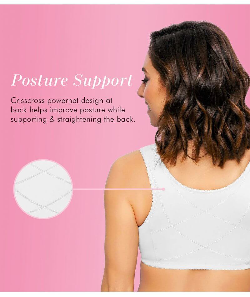 Exquisite Form Fully Front Close Wire-Free Cotton Posture Bra With Lac ...
