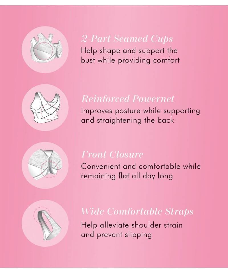 Exquisite Form Fully Front Close Wire-Free Posture Bra With Lace - Nav ...