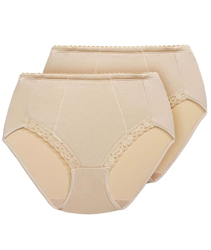 Exquisite Form Control Top Lace Shaping Brief 2 Pack - Nude - Curvy