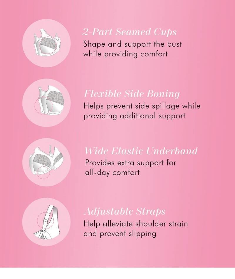 Exquisite Form Fully Side Shaping Wire-Free Bra With Floral - Rose Bei ...