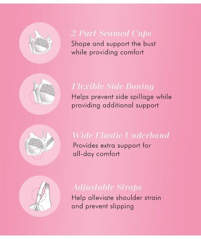 Exquisite Form Fully Side Shaping Wire-Free Bra With Floral - White - Curvy