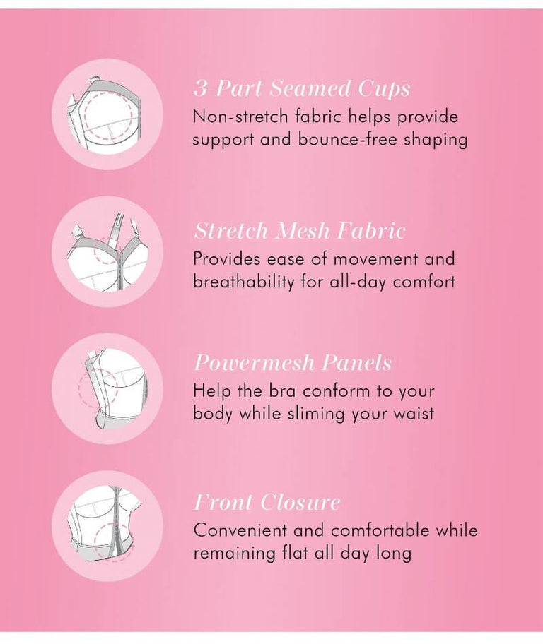 Exquisite Form Fully Front Close Longline Posture Wire-Free Bra - Beig ...