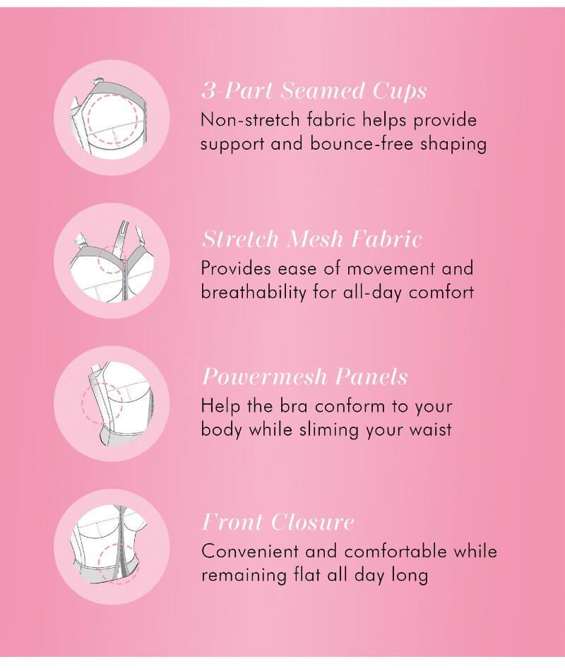 Exquisite Form Fully Front Close Longline Posture Wire-Free Bra - Blac ...