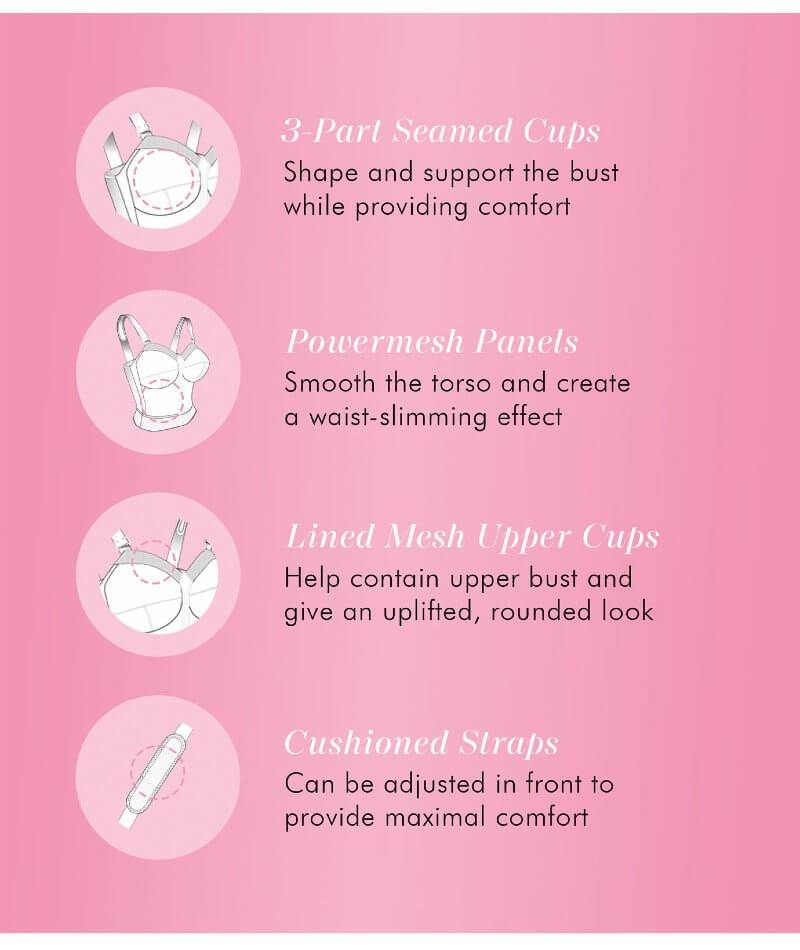 Exquisite Form Fully Back Close Longline Bra - White - Curvy