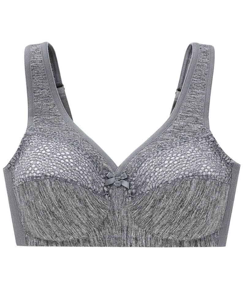 Glamorise Magiclift Moisture Control Wire-Free Bra - Gray - Curvy